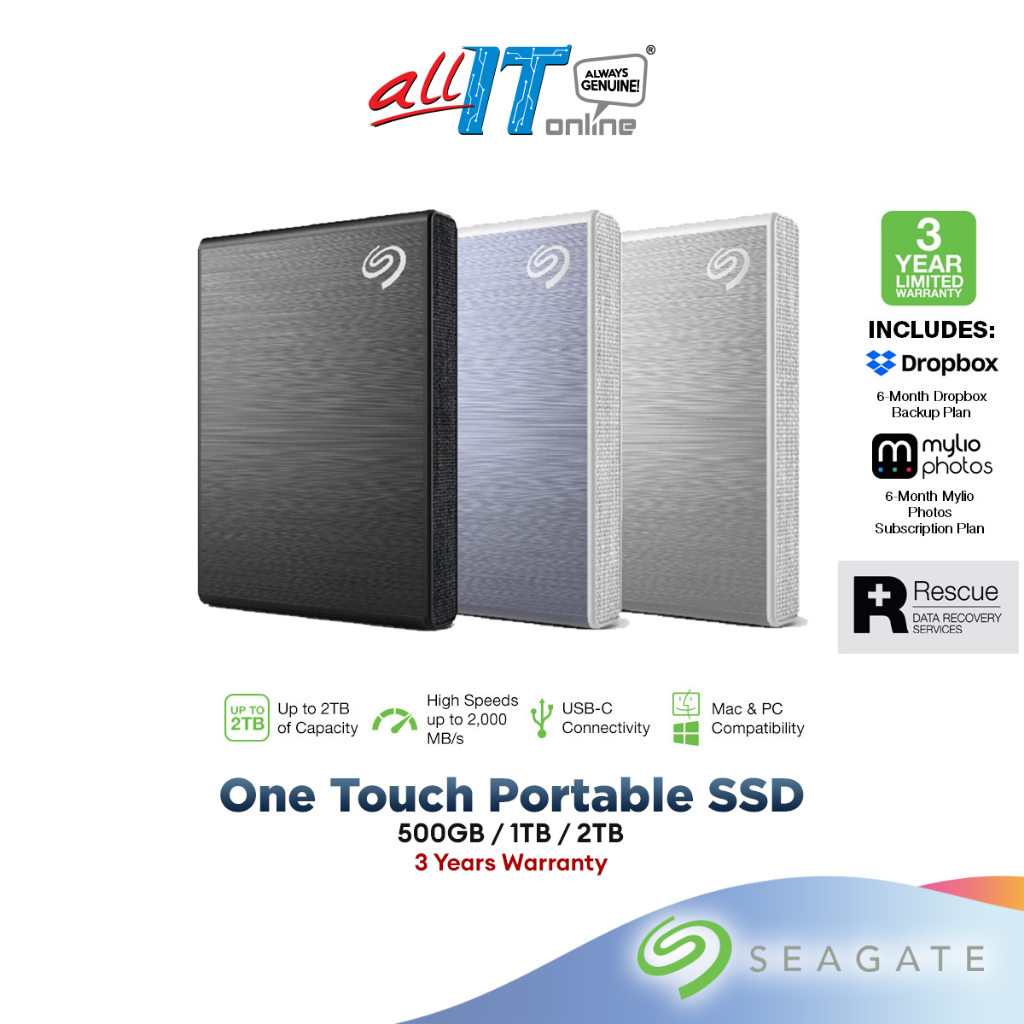 Seagate One Touch Portable External SSD USB Type-C 10Gbps Windows Mac ... Seagate One Touch Portable External SSD USB Type-C 10Gbps Windows Mac ...