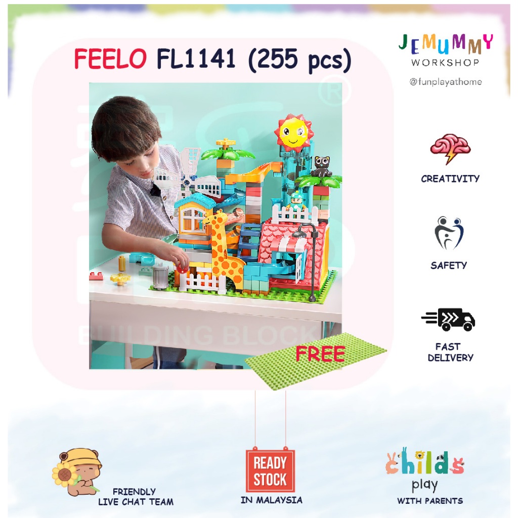 FEELO FL1141 Electric Roof Slide Building Blocks Animals Marble ...