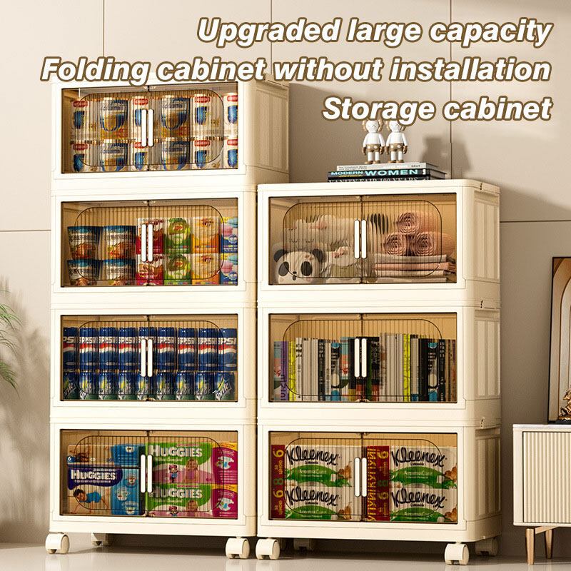 3/4/5Tier Rolling Storage Cabinet | Foldable & Stackable Plastic ...