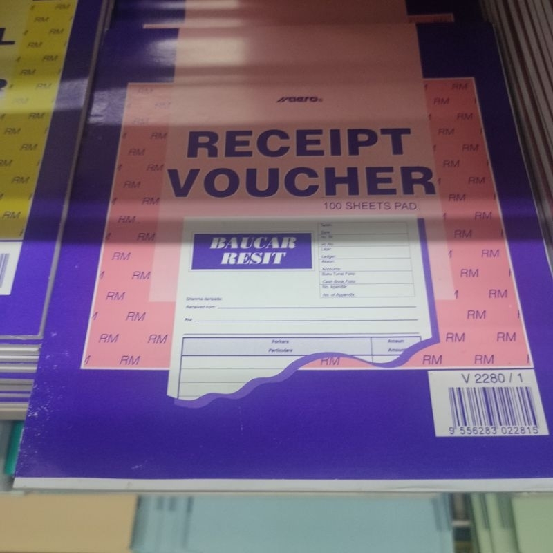(3book / 5book)V 2280/1RECEIPT VOUCHER 100 SHEETS PAD BAUCAR RESIT ...