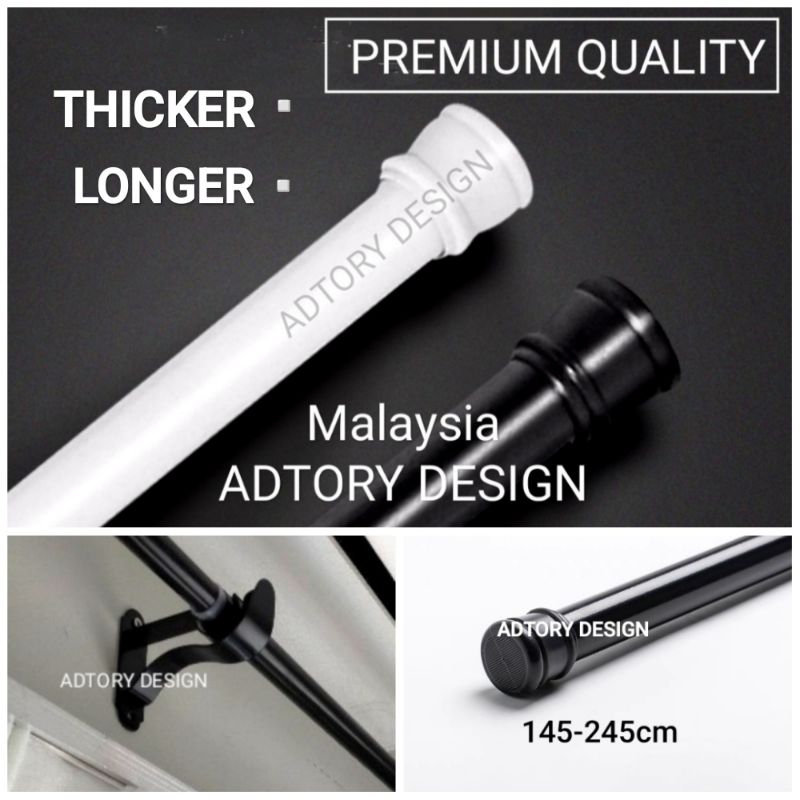 ADTORY Premium Adjustable curtain Rod holder black white drying cloth ...