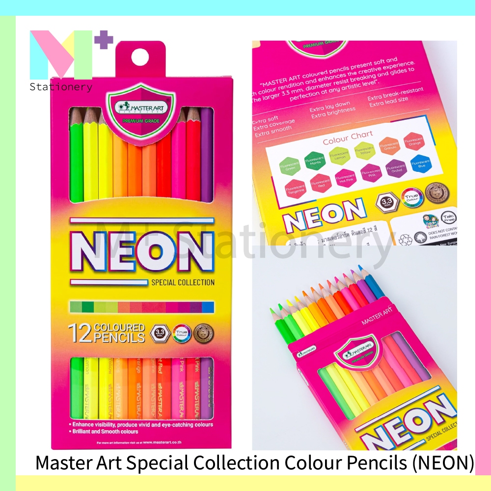 Master Art Premium Grade Special Collection 12 Neon Colour Pencils ...