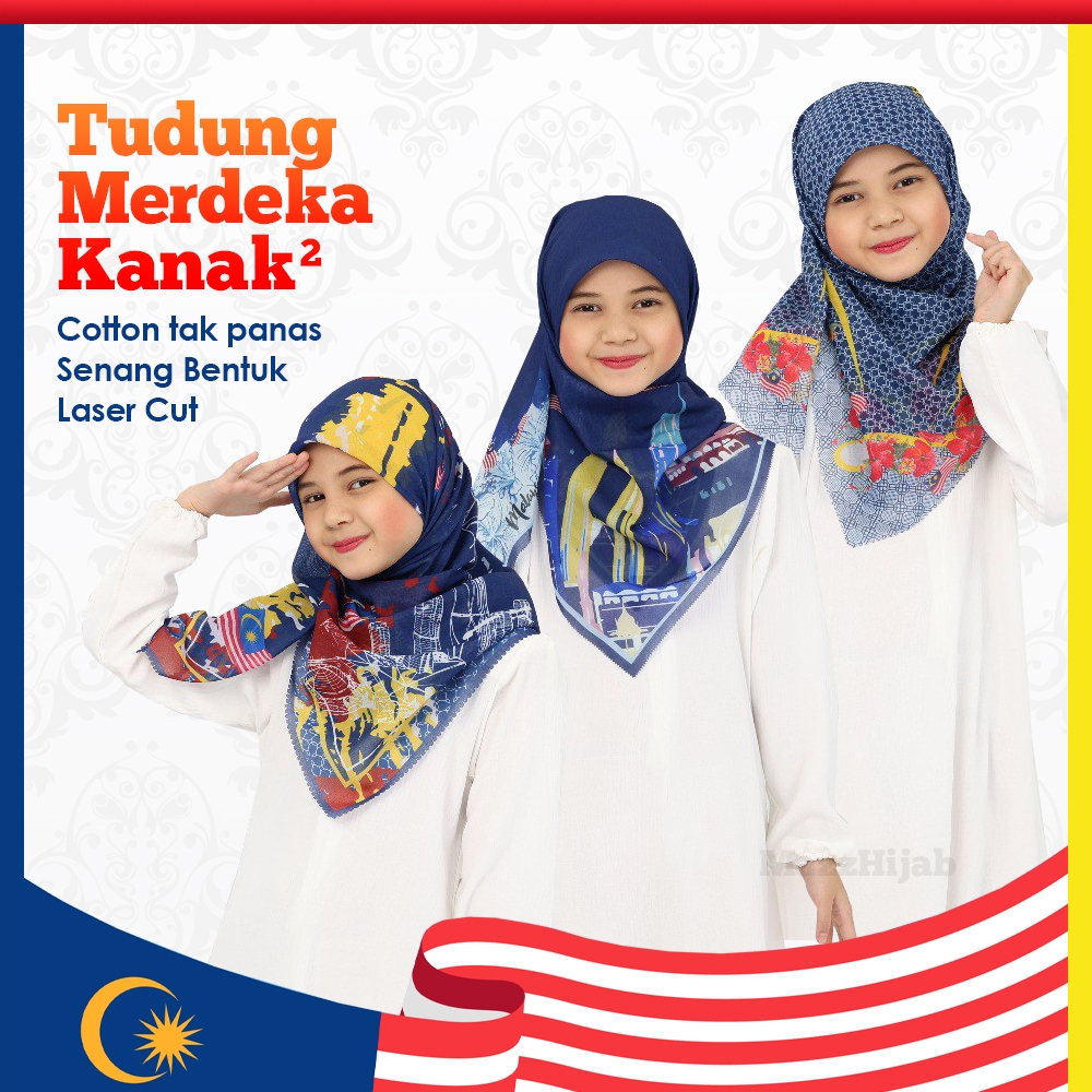 Tudung Merdeka Kanak Kanak Style 2024 | Tudung Merdeka Budak Bidang 36 ...