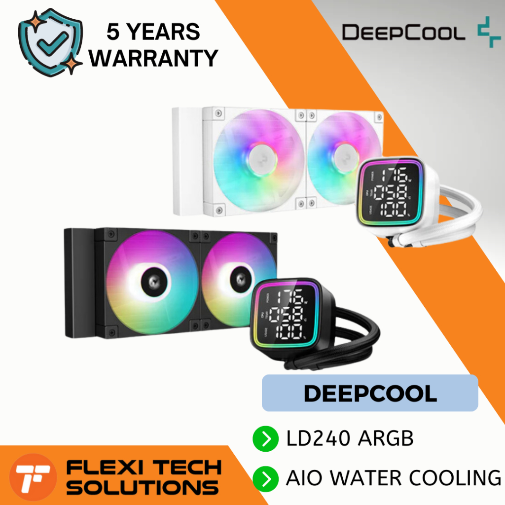 Flexi Tech Deepcool LD240 ARGB AIO Water Cooling - Black / White | Shopee Malaysia