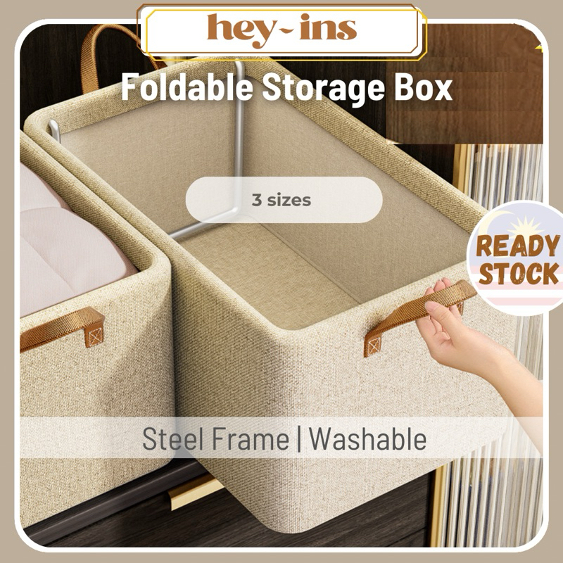 Upgraded 3 sizes Non-woven Fabric Storage Boxes with steel frame ...