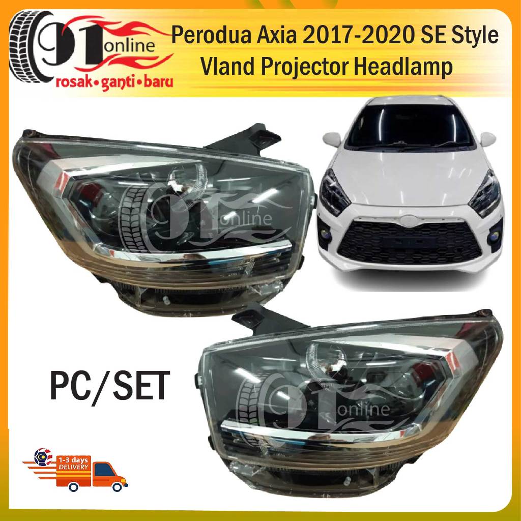 Vland Perodua Axia 2017 - 2020 SE Style Projector Headlamp PC/SET ...