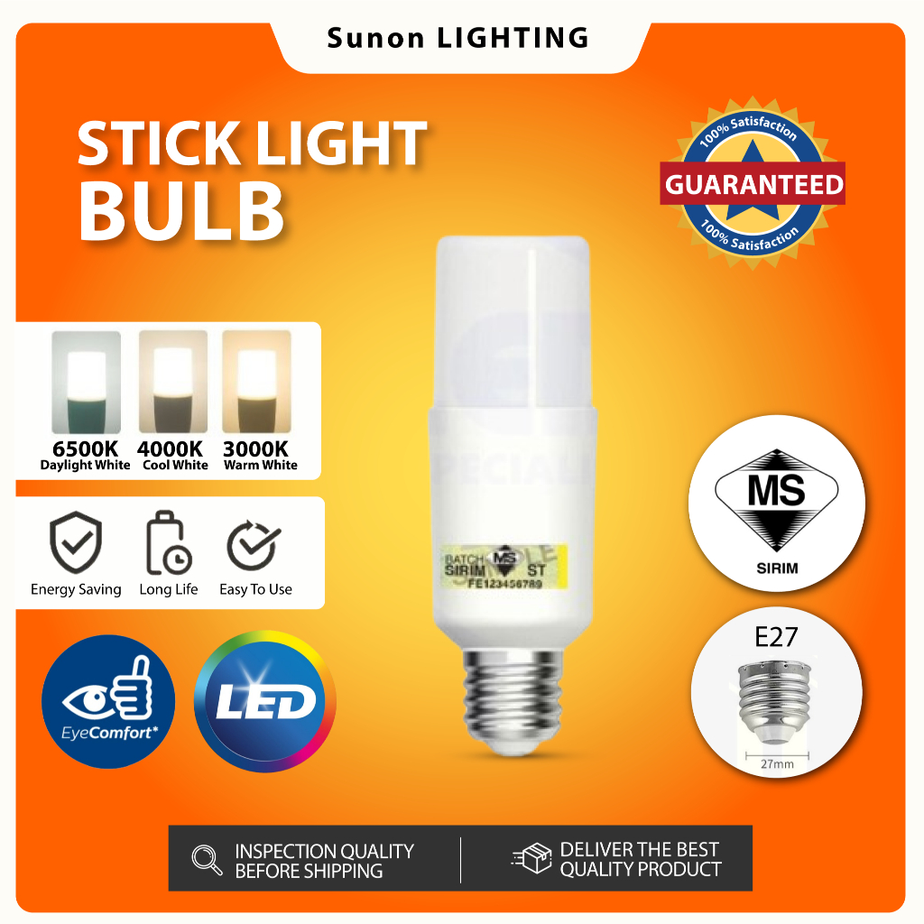 10W HIGH QUALITY LED STICK BULB E27 SIRIM | Shopee Malaysia