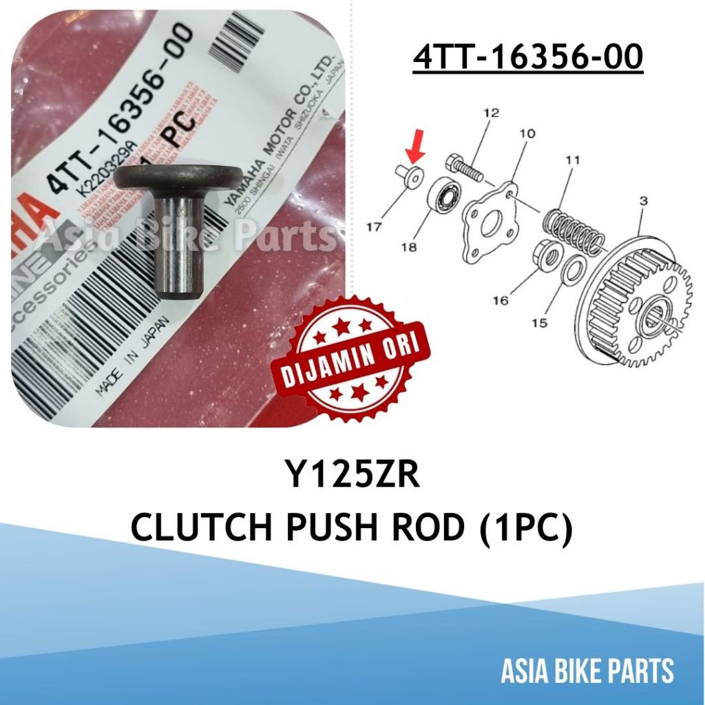 Yamaha Original Y125ZR Clutch Push Rod 1 - 4TT-16356-00 | Shopee Malaysia