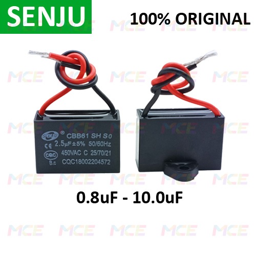 SENJU Two Wire Capacitor CBB61 450V 0.8 ~ 10 uF Kapasitor Kipas Aircond ...