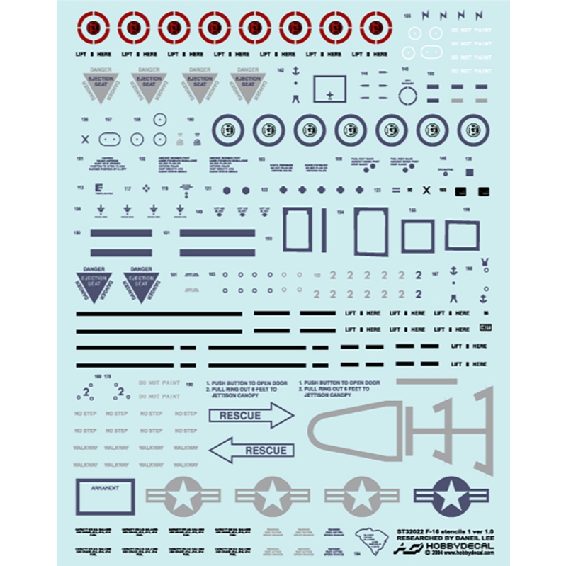 HobbyDecal st32022v1 F-16 Stencils 1 ver 1 for 1/32 Tamiya kit | Shopee ...
