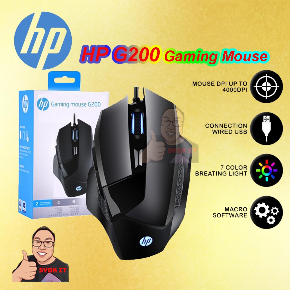 HP G200 G210 G260 Wired Gaming Mouse RGB lighting , 4000DPI adjustable, 7 Buttons, plug and play ...