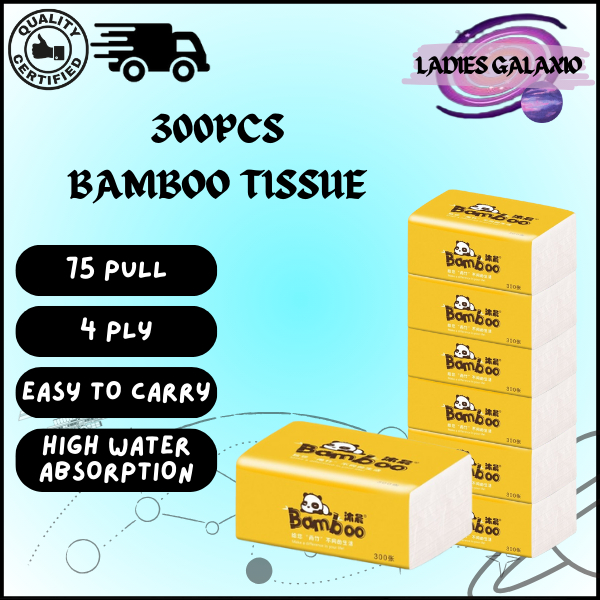 [𝐋𝐀𝐃𝐈𝐄𝐒 𝐆𝐀𝐋𝐀𝐗𝐈𝐎] 300PCS BAMBOO TISSUE NON-FLUORESCENT SOFT FACIAL ...