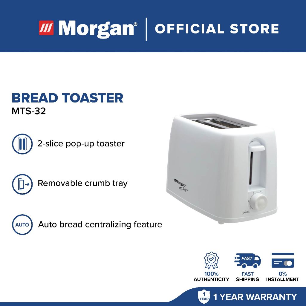(New Model) Morgan 2 Slice Bread Toaster MTS-32 (6 Levels Browning ...