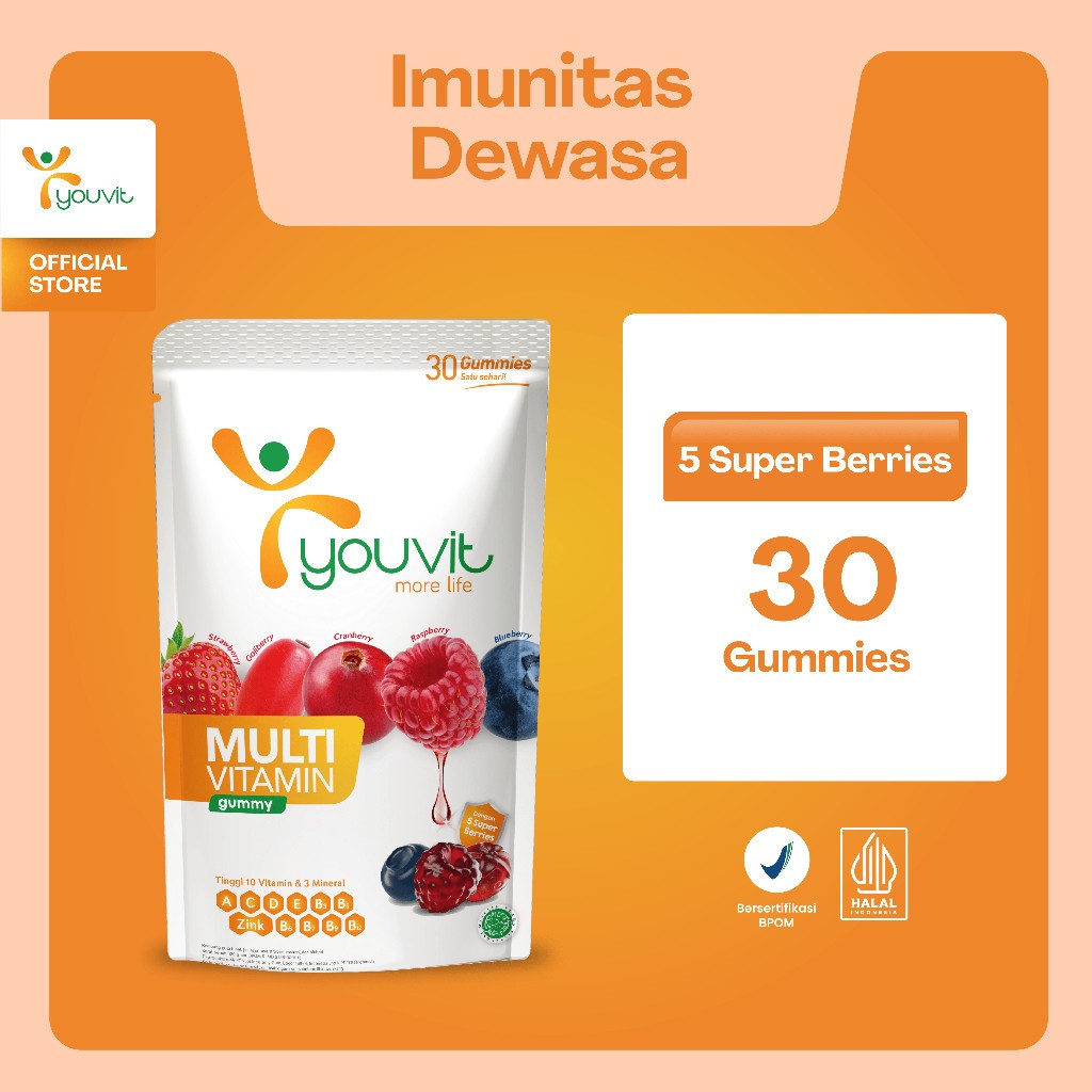 Youvit Adult Multivitamin Gummies Mix Berry 30's | Shopee Malaysia