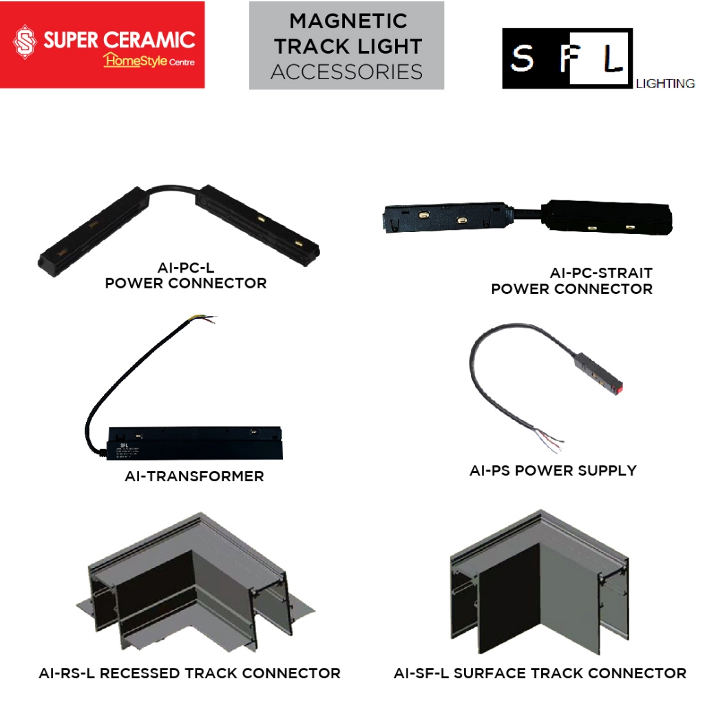 SFL Magnetic Track Light Accessories ( Lampu Magnetic / 磁吸轨道灯 ) Ceiling ...