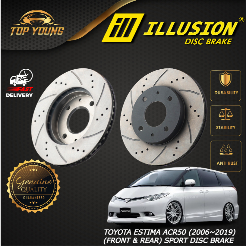 ILLUSION TOYOTA ESTIMA ACR50 (2006~2019) FRONT & REAR DISC ROTOR SPORT ...