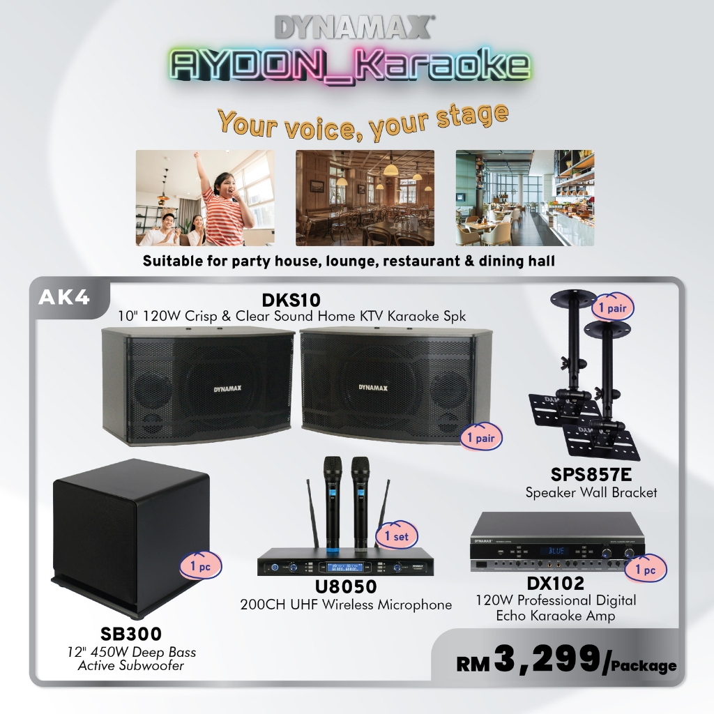 Home Karaoke Set DYNAMAX DX102 120W Professional Digital Home Karaoke ...