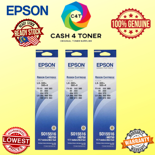 GENUINE Epson LX300 / 300+ II Ribbon Cartridge ORIGINAL ( S015516 ...