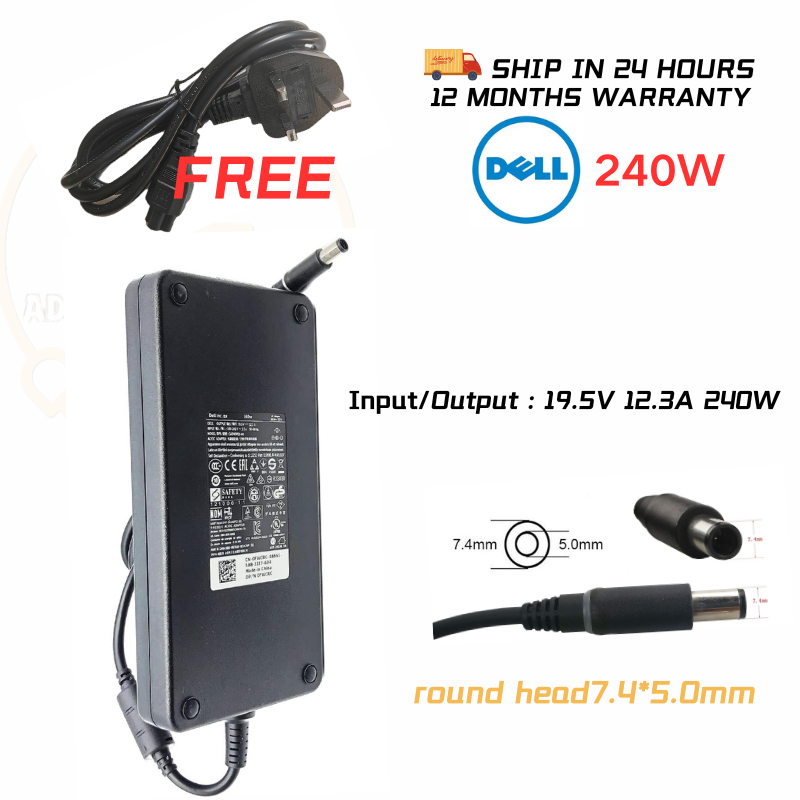 Dell 240W 19.5V 12.3A Laptop Charger for Dell Precision M4700 M6400 M6500 M6600 M6700 M6800 ...