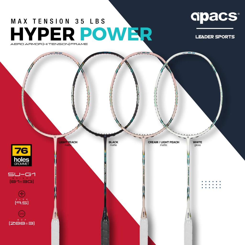 (FREE STRING & GRIP)(EVEN BALANCE) APACS BADMINTON RACKET HYPER POWER ...