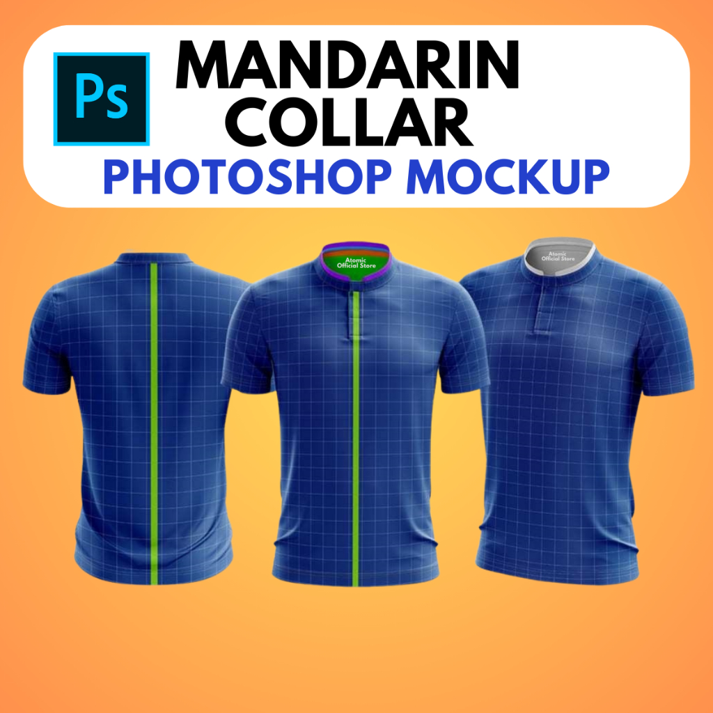 🔥INSTANT🔥 Mandarin Collar Shirt Mockup Photoshop Template (Editable PSD ...