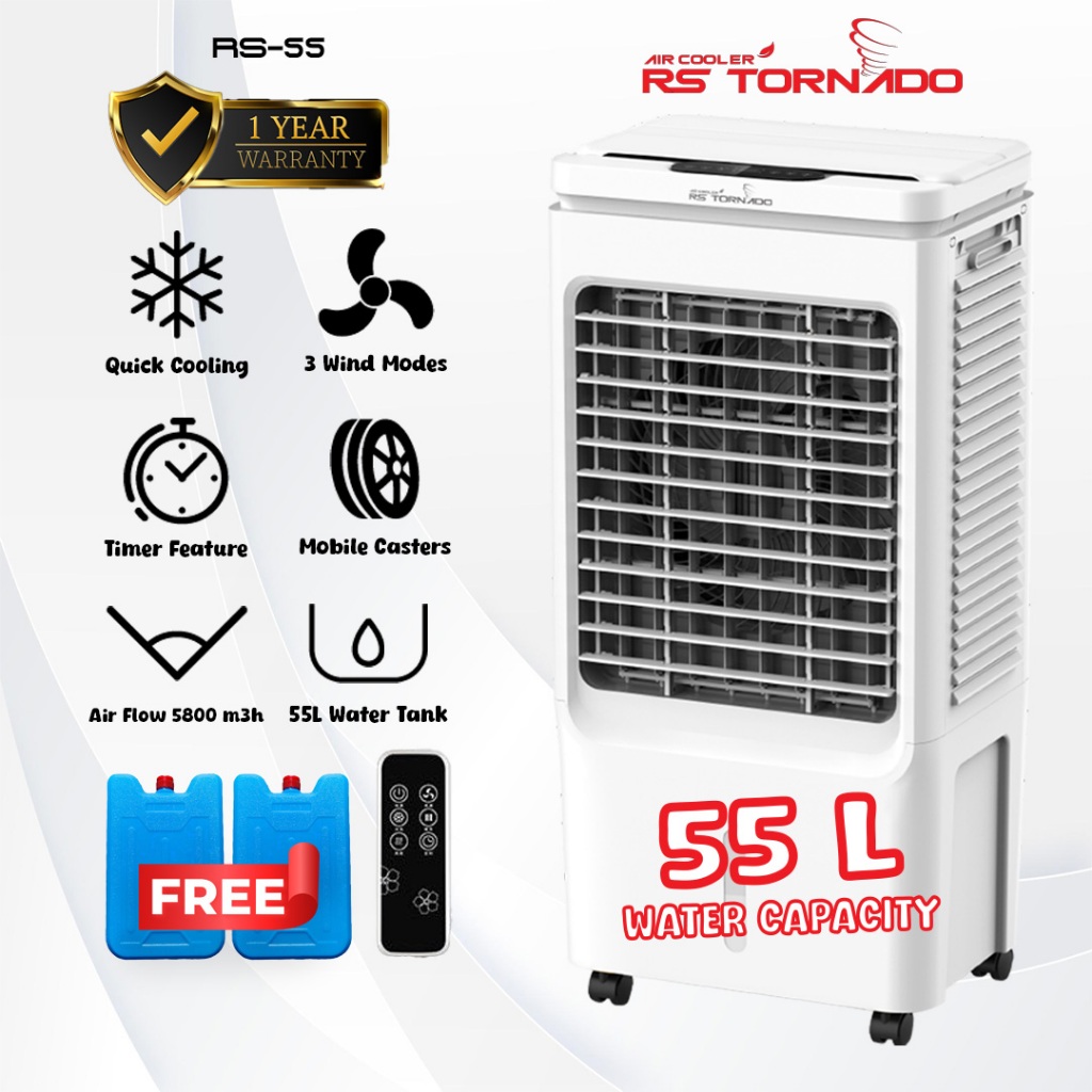 RSTORNADO 55L/ 65L Powerful Air Cooler Evaporative Air Cooler Portable Air Conditioner with ...