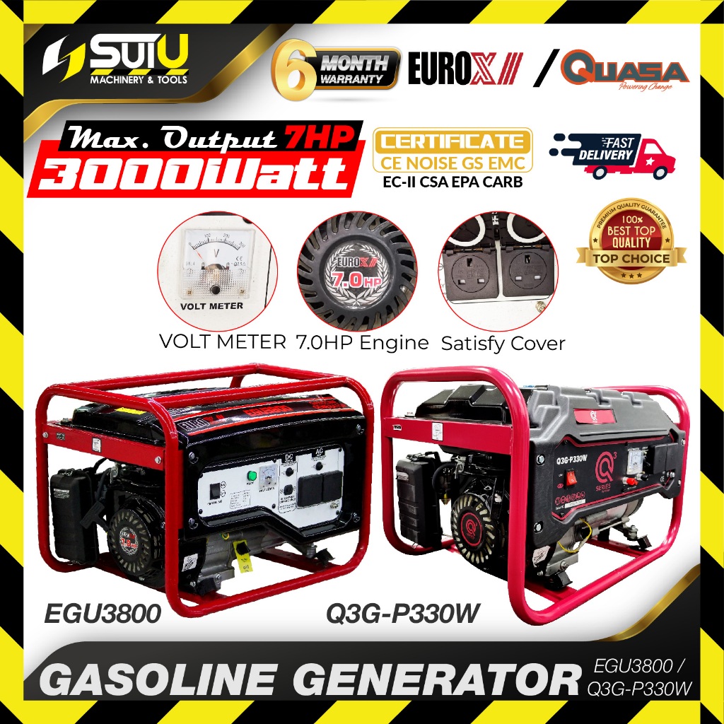 EUROX / QUASA EGU3800 / Q3G-P330W 7HP 212CC 4-Stroke Gasoline Generator / Pasar Malam Penjana ...