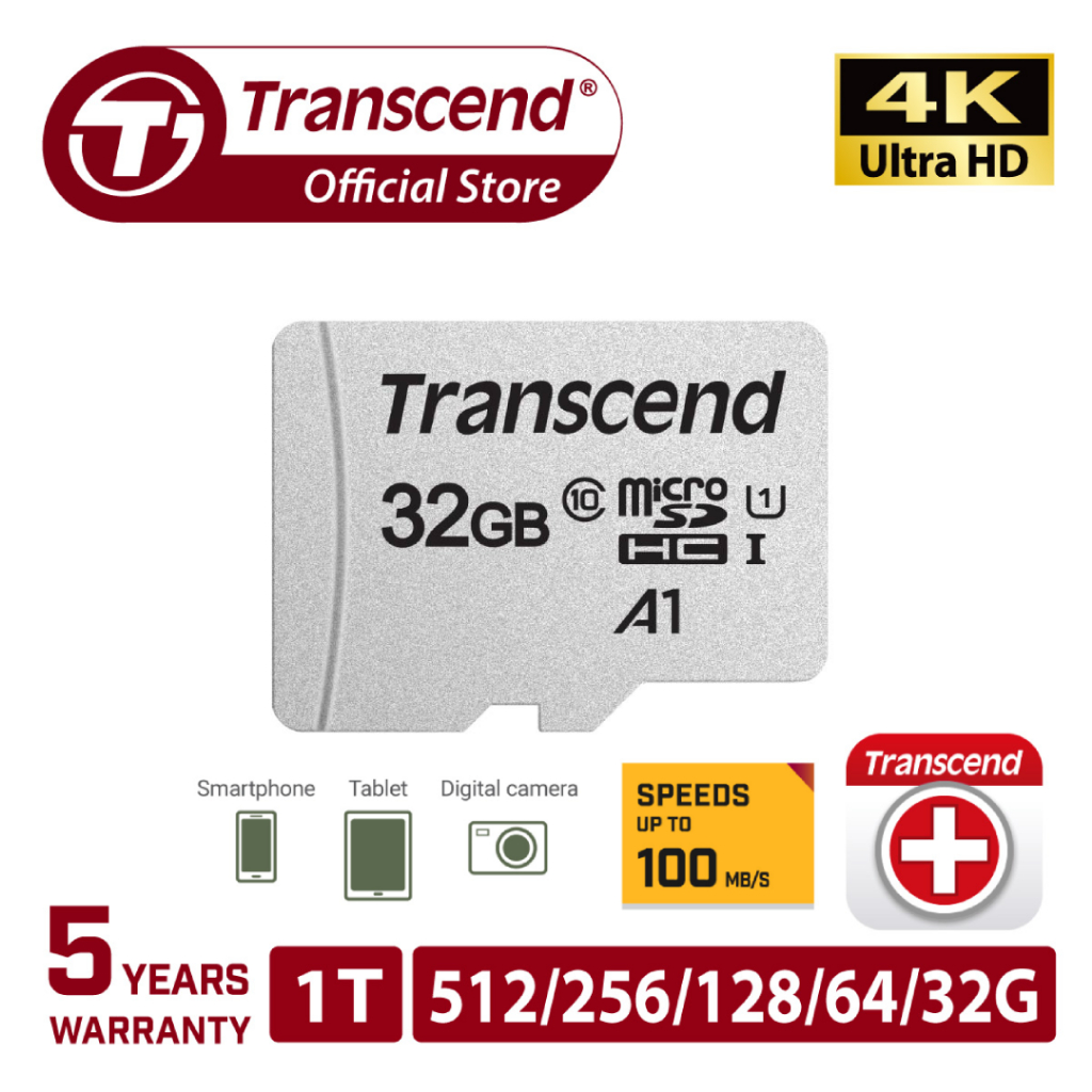 Transcend 300S microSD Card with Adapter for Smartphone & Tablet (16GB/32GB/64GB/128GB) | Shopee ...