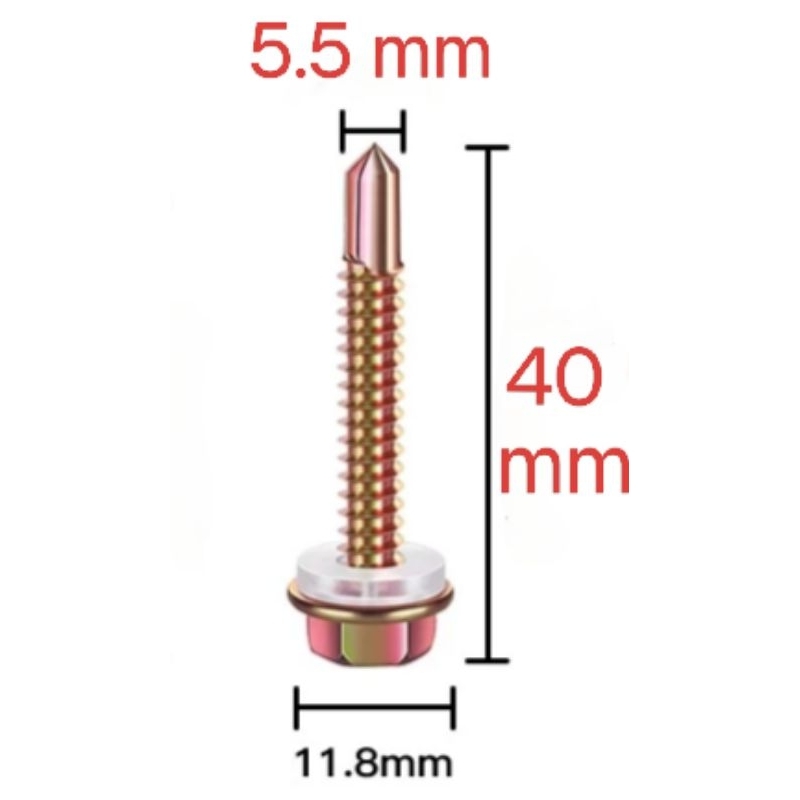 (1 Box) BESAR DAN GEMUK 5.5MM Hex Self Drilling screw with washer ...
