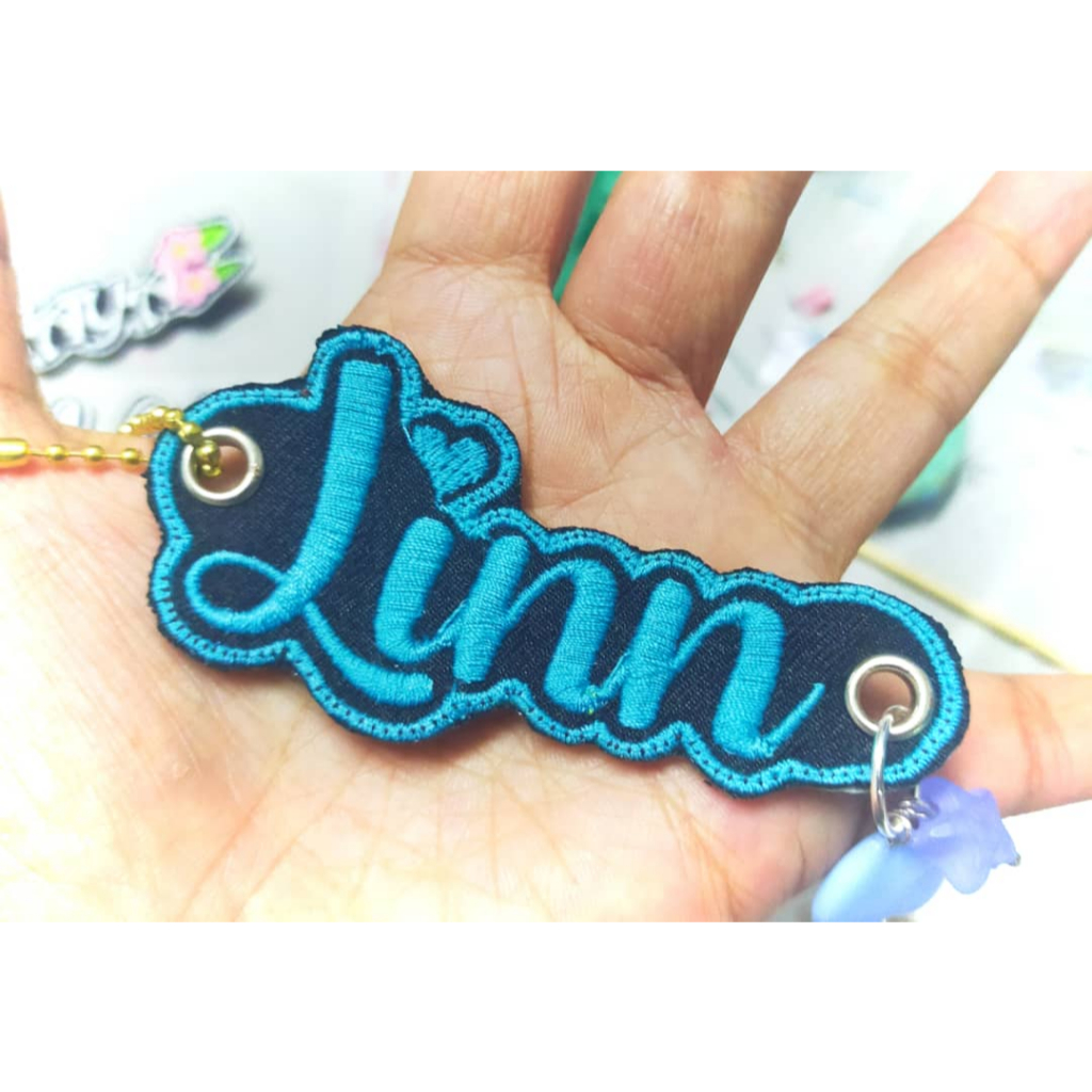 keychain sulam tagging key fob tagging tyso label kain label tudung tag ...