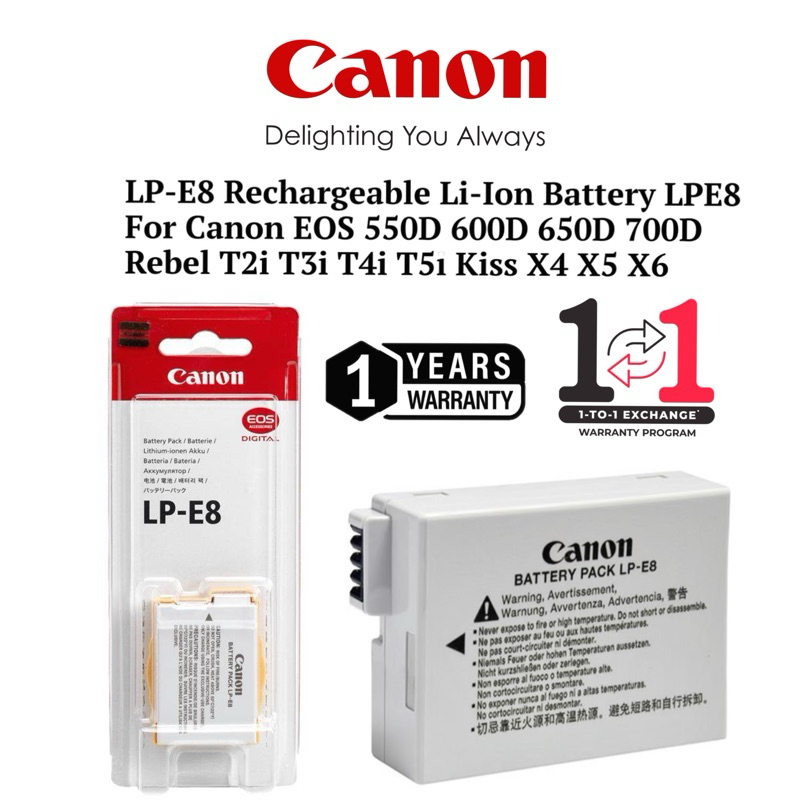 Canon LP-E8 BATTERY FOR CANON EOS 550D/600D/650D/700D (1 YEARS WARRANTY ...