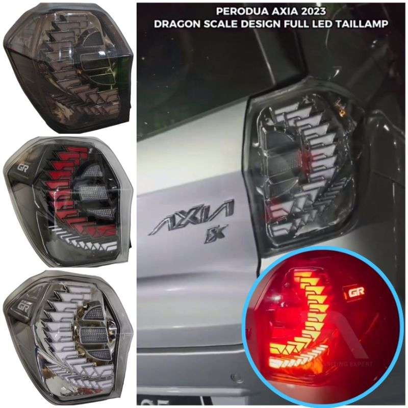 Perodua 2024 New Axia Dragon Scale Dynamic Tail Lamp Running Signal GR ...