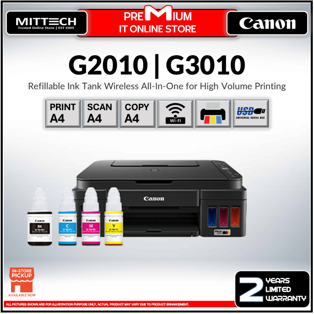 Canon Color Inkjet Refillable Ink Tank Printer A4 3in1 Pixma G2010 ...
