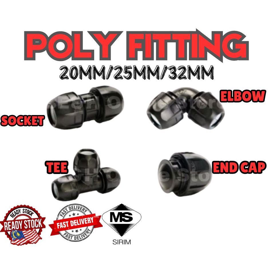READY STOCK Poly Fitting Poly Pipe Connector Smart Coupler Elbow Tee ...