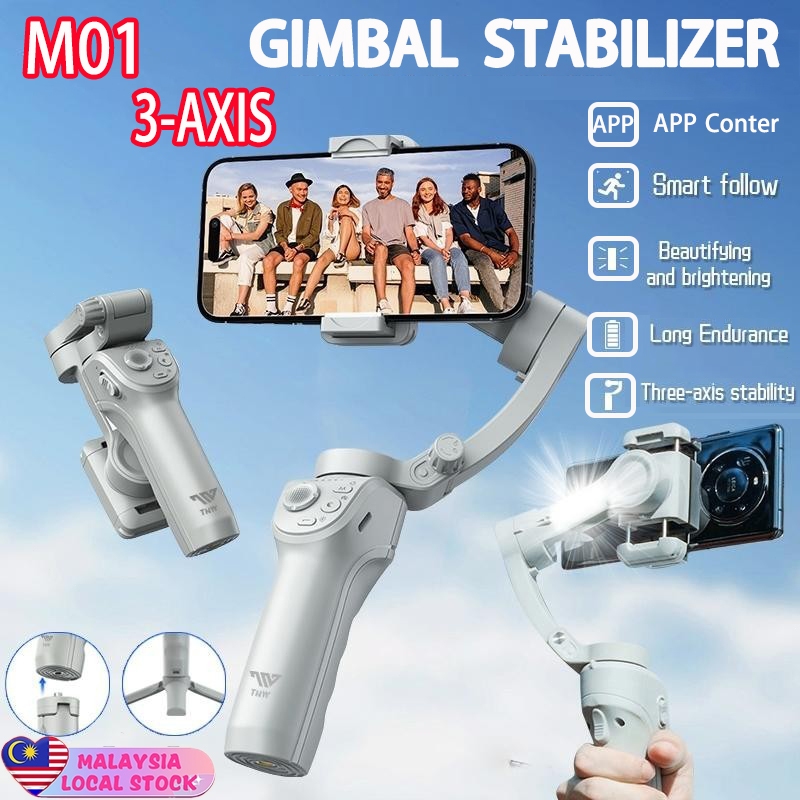 M01 3-Axis Smartphone Gimbal Stabilizer Handheld with Light Anti-shake ...