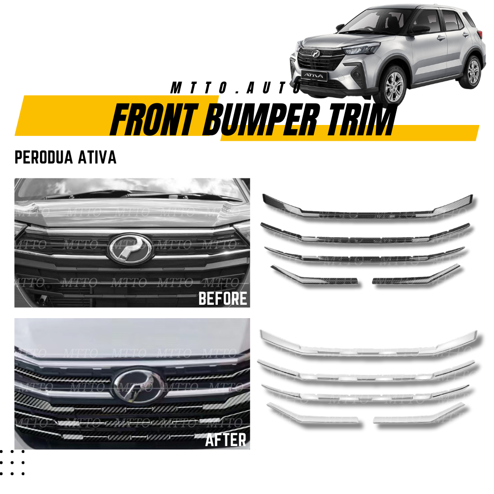 MTTO Perodua Ativa 5Pcs Exterior Car Front Bumper Trim Garnish Front ...
