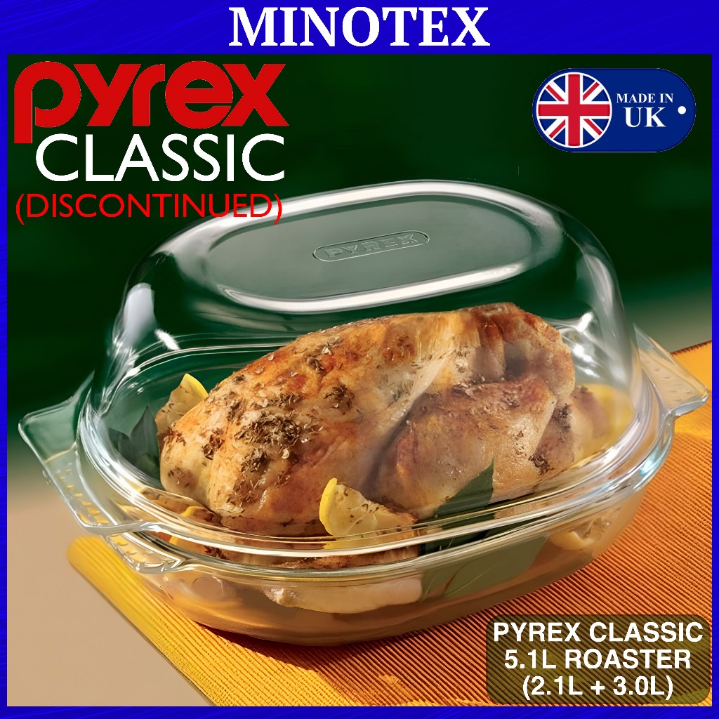 Pyrex Classic 5.1L Borosilicate Glass Chicken Roaster with Lid | Oven ...