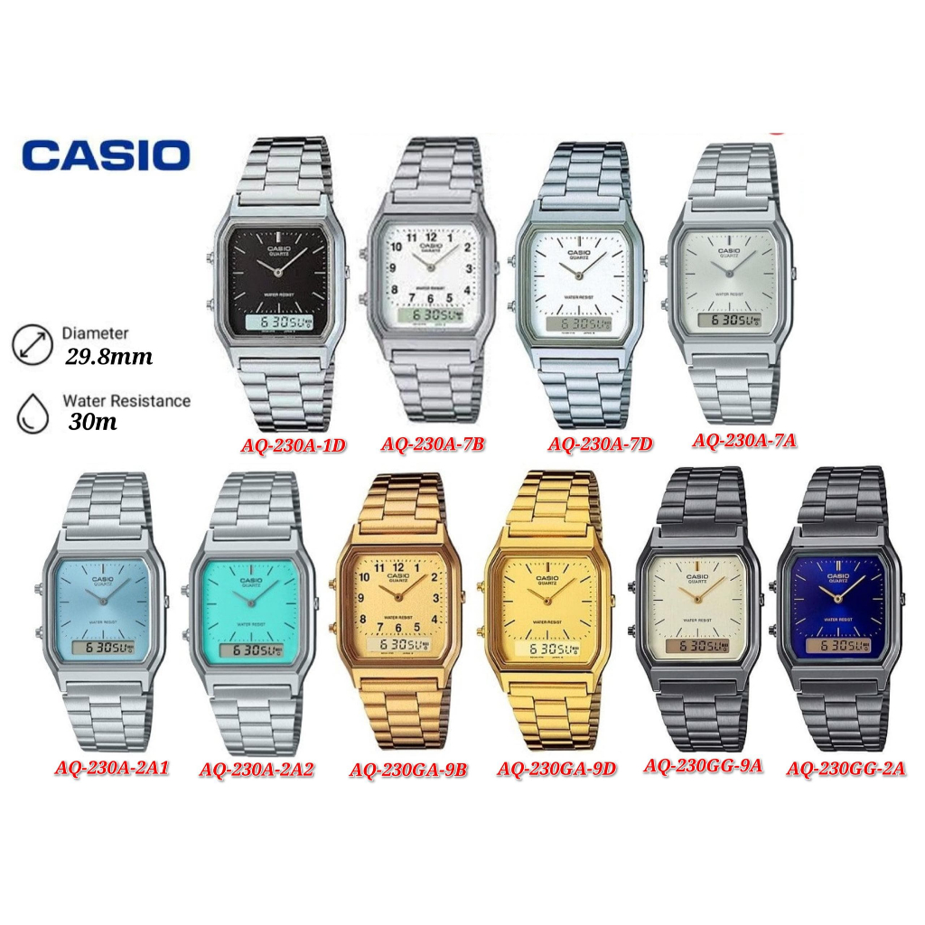 Casio AQ-230A AQ-230GA AQ-230GG Unisex Analog Digital Stainless Steel ...