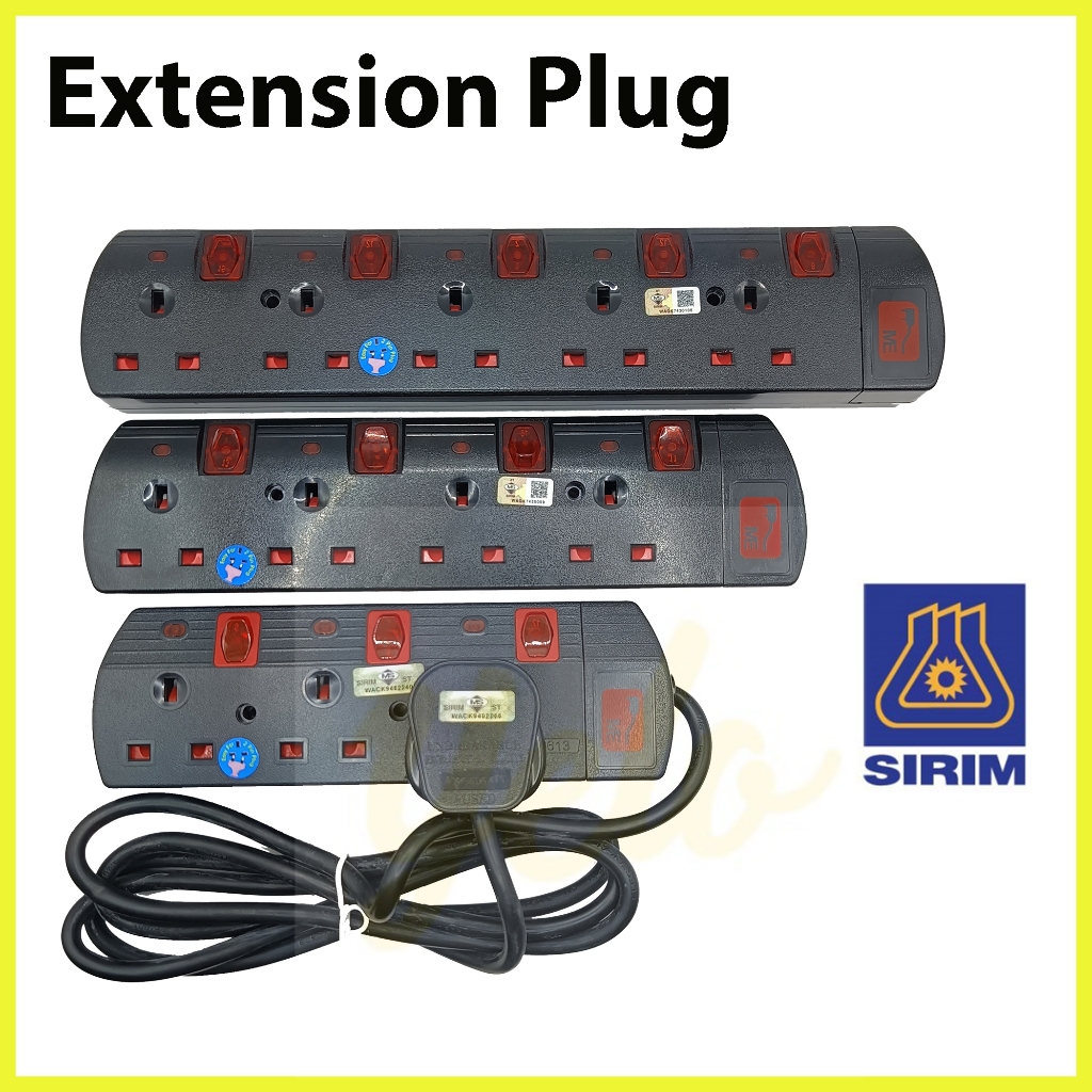 Black Series 3 4 5 Gang Extension Wire Extension Socket With Full ...