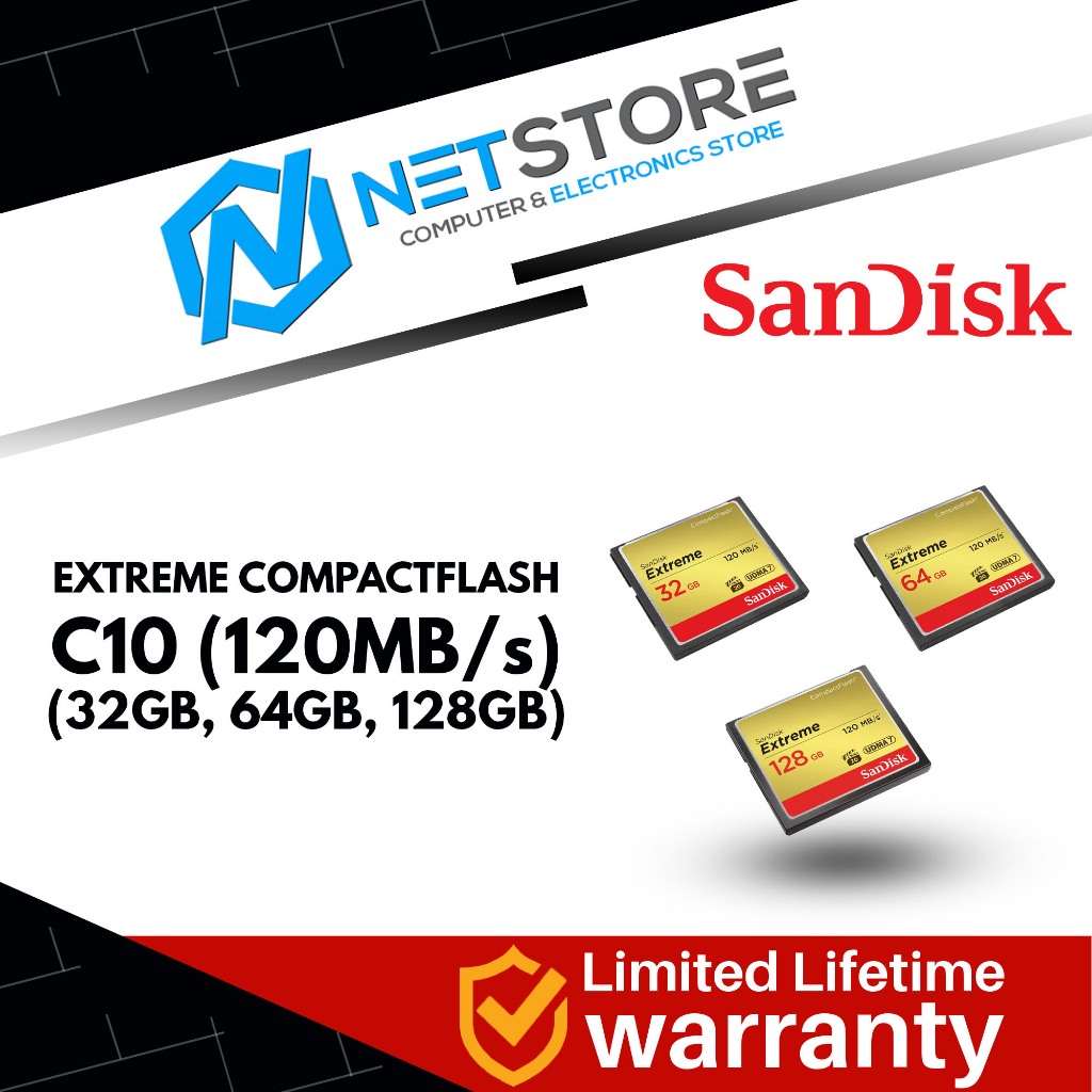 SANDISK EXTREME COMPACTFLASH C10 (120MB/s) (32GB, 64GB, 128GB) | Shopee ...