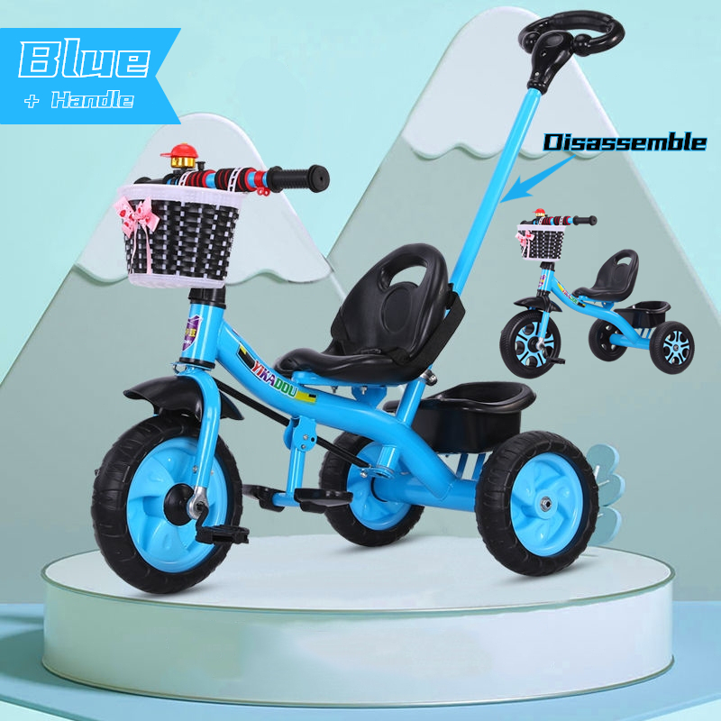 Basikal Budak Kanak 2 Tahun Bicycle Kids outdoor Tricycle Kids Stroller With Handle 3 Wheels ...