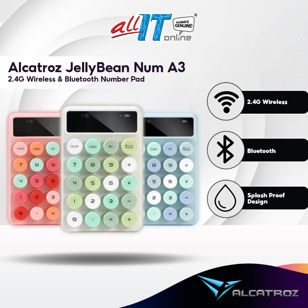Alcatroz JellyBean Num A3 Bluetooth Number Pad | 2.4G Wireless | Free ...