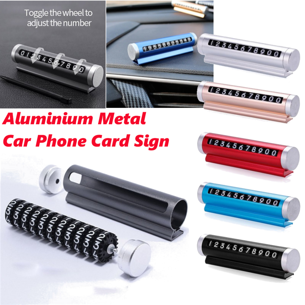 Aluminium Metal Car Temporary Phone Number Display Sign Card Double ...