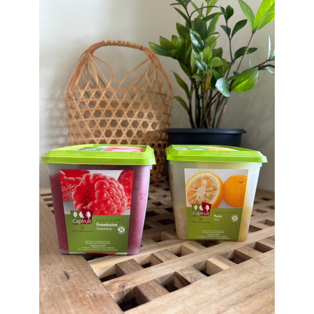 Capfruit Frozen Fruit Puree 1kg (Yuzu/Raspberry/Lychee, Raspberry with ...