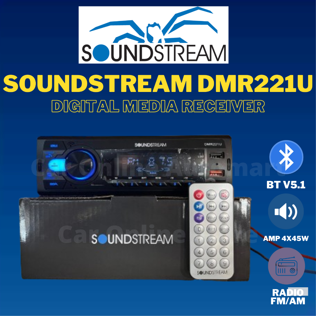 SOUNDSTREAM DMR221U Car Digital Media Receiver Bluetooth USB MP3 Aux ...