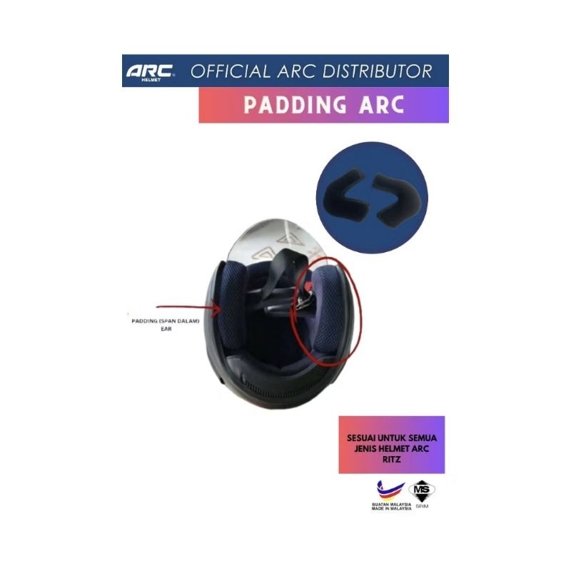 ARC RITZ EAR PADDING/CHEEK PAD HELMET | Shopee Malaysia