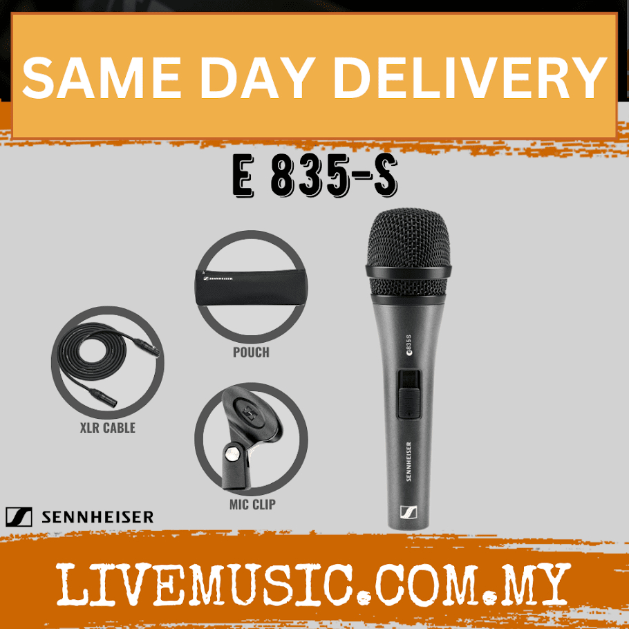 Sennheiser E 835-S Dynamic Cardioid Vocal Microphone with On/Off Switch FREE Mic Cable ( E835S ...