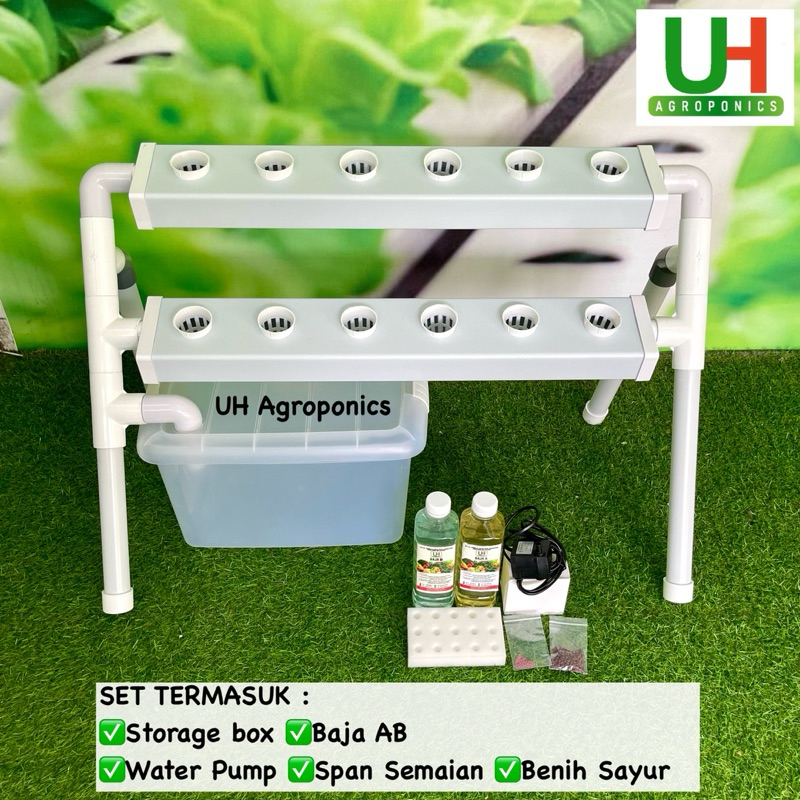 SET HIDROPONIK UHA-12P | SET LENGKAP 12 LUBANG | Shopee Malaysia