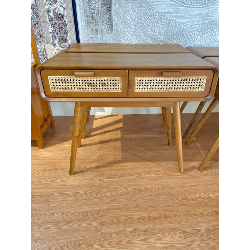 Teakwood and Rattan Console Table / Meja Konsul kayu jati dan rotan ...