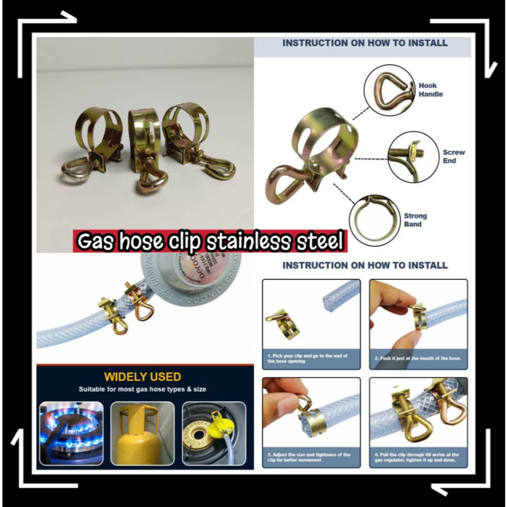 gas hos klip kunci paip air / paip gas adjustable gas hose clip / water ...